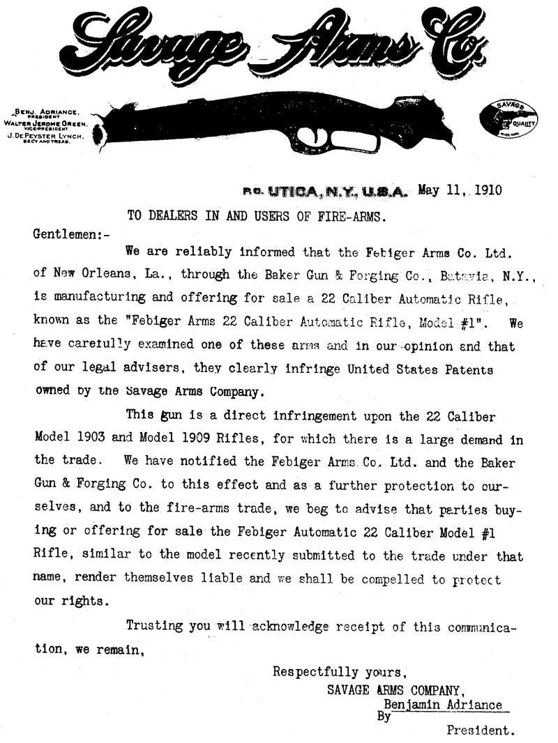 Savage 1903, 1906 and 1908/9 repeating rifles and 1904 magazine patent ...